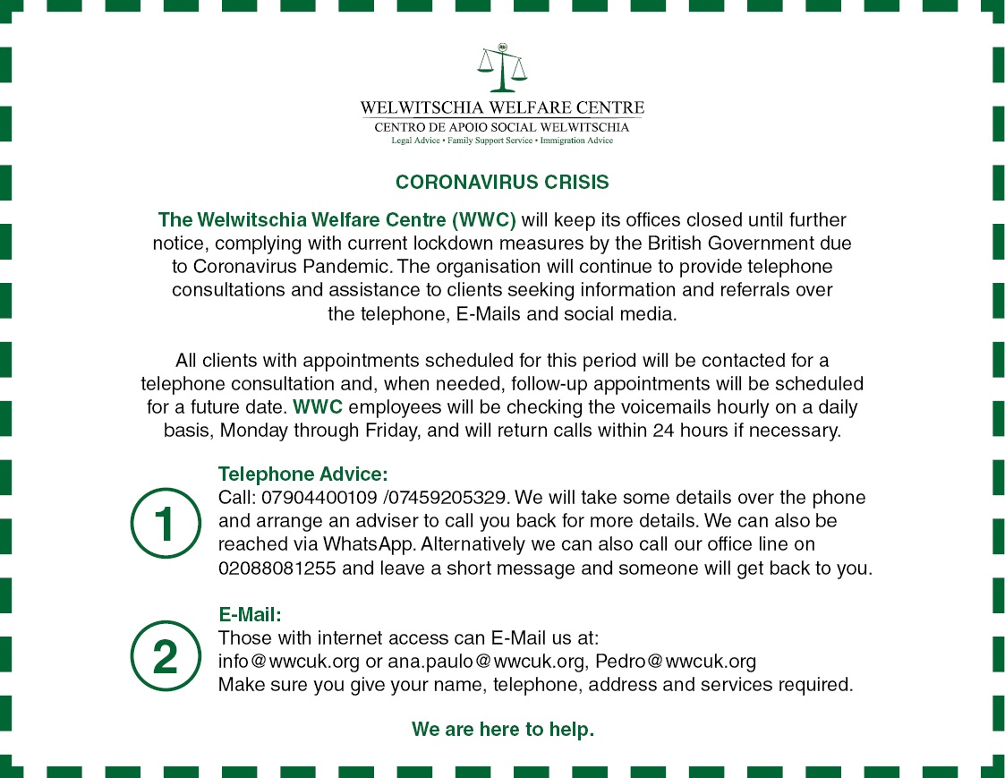 WWC COVID Notice - English - Welwitschia Welfare Centre